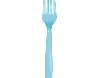 24-set Pastel Blue Cutlery Birthday Party Supplies, Boy Baby Shower ...