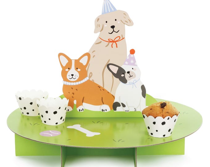 Dogs Dessert Stand & Dalmatian Cupcake Wrappers 24ct | Pawty Birthday ...