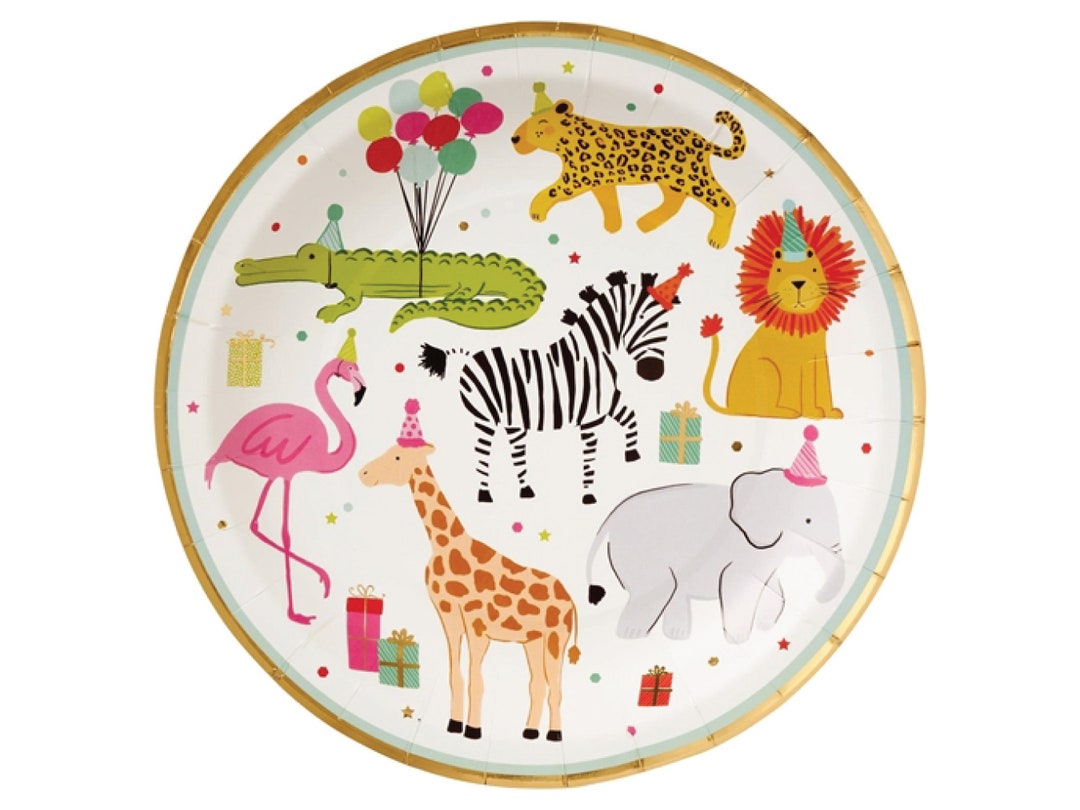 Party Animals Birthday Dinner Plates 8ct | Wild One Safari Birthday ...