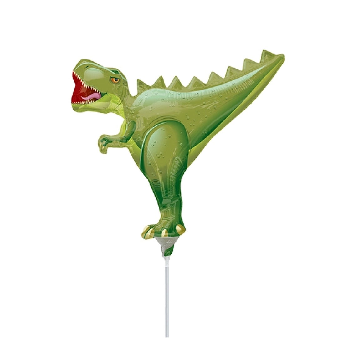 Pre-inflated Mini T-rex Dinosaur Stick Balloon | Jurassic Birthday ...