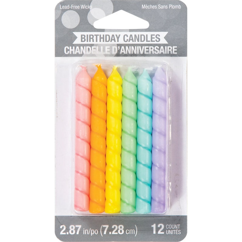 Multicolor Spiral Birthday Candles 12ct Birthday Party Cake - Etsy