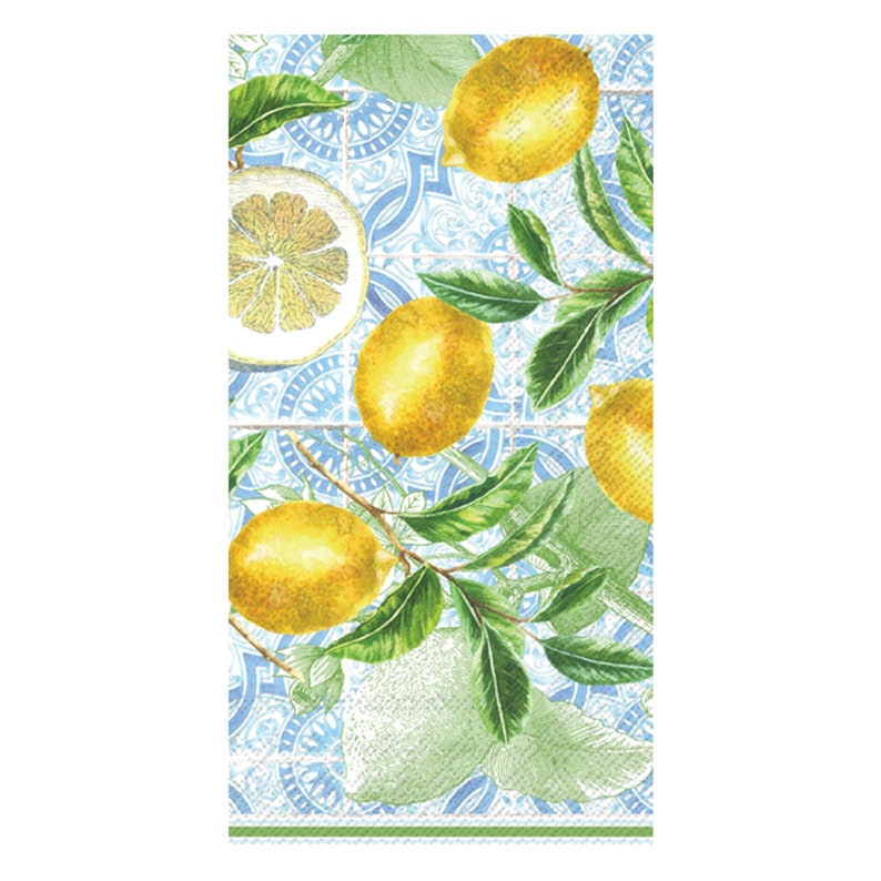 Blue Tile & Lemon Guest Towels 16ct Lemon Bridal Shower - Etsy