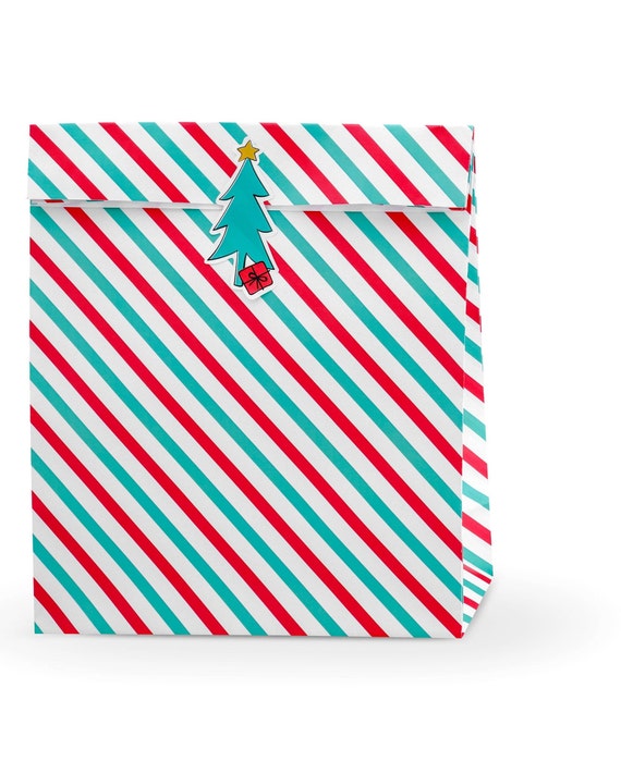 Red & Green Striped Favor Bags w/ Stickers 3ct | Christmas Treat Bags ...