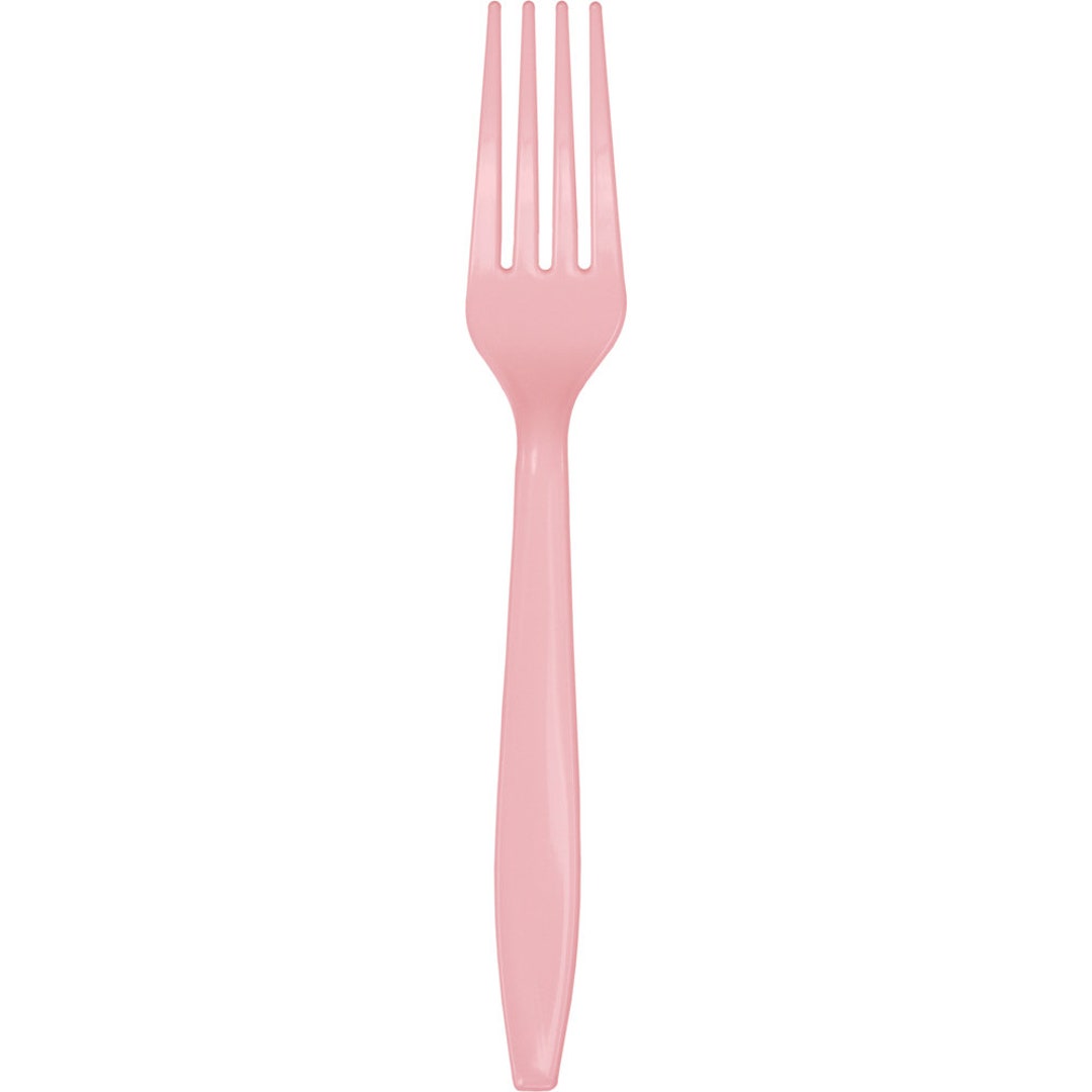 Light Pink Plastic Forks Service for 24 | Pink Plastic Cutlery | Party ...