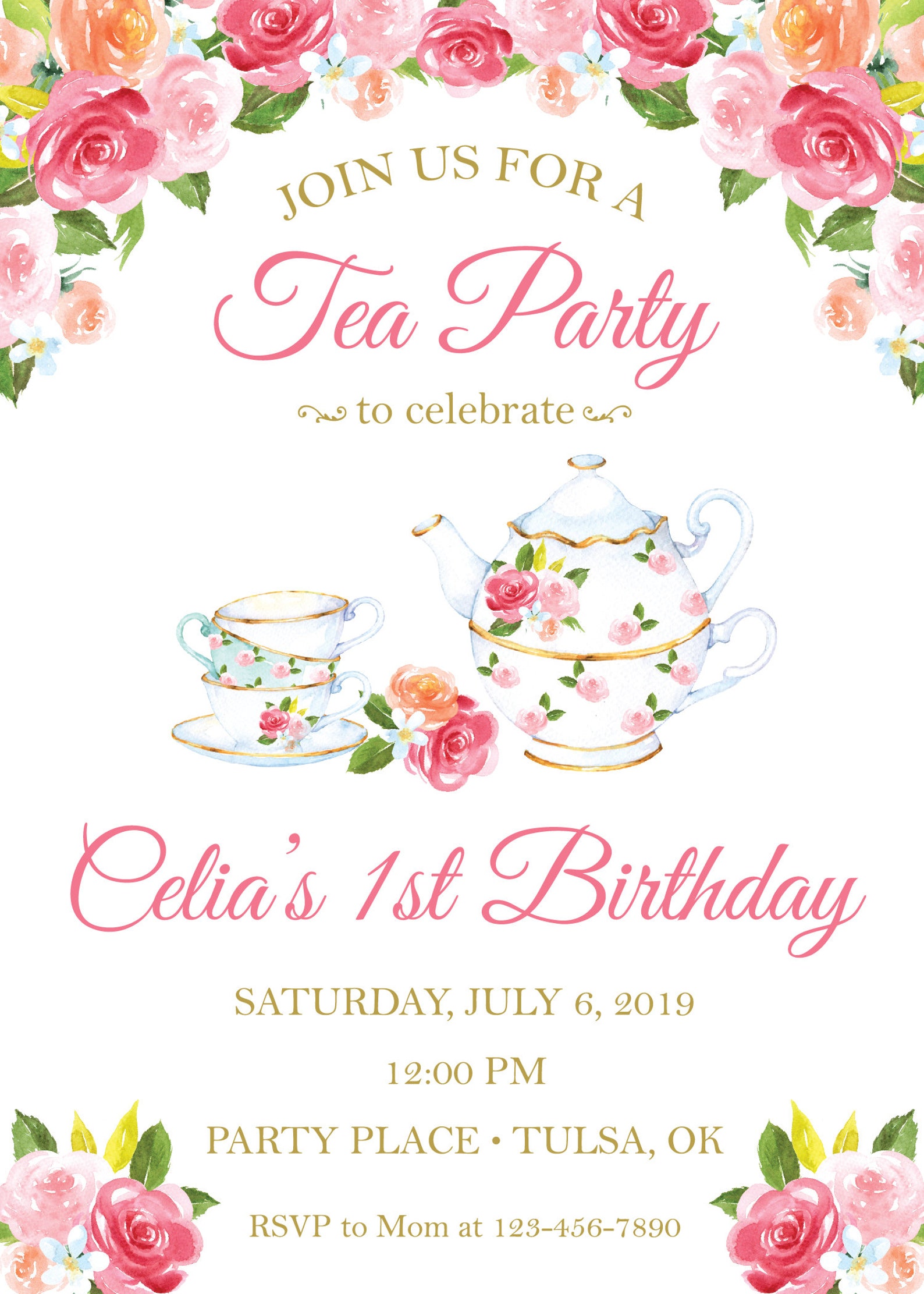 Floral Tea Party Invitation Tea Party Bridal Shower | Etsy