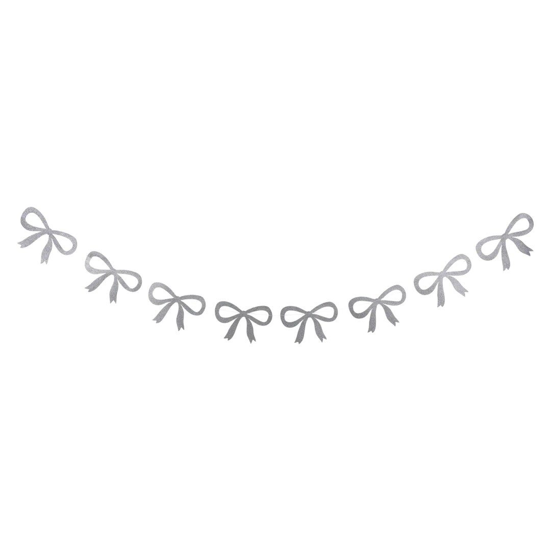 Silver Glitter Bow Banner 6ft – Bow Party, Baby Shower, or New Year’s ...