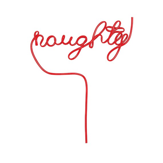 Red NAUGHTY Plastic Word Straw 1ct | Red Word Party Straw | Christmas ...