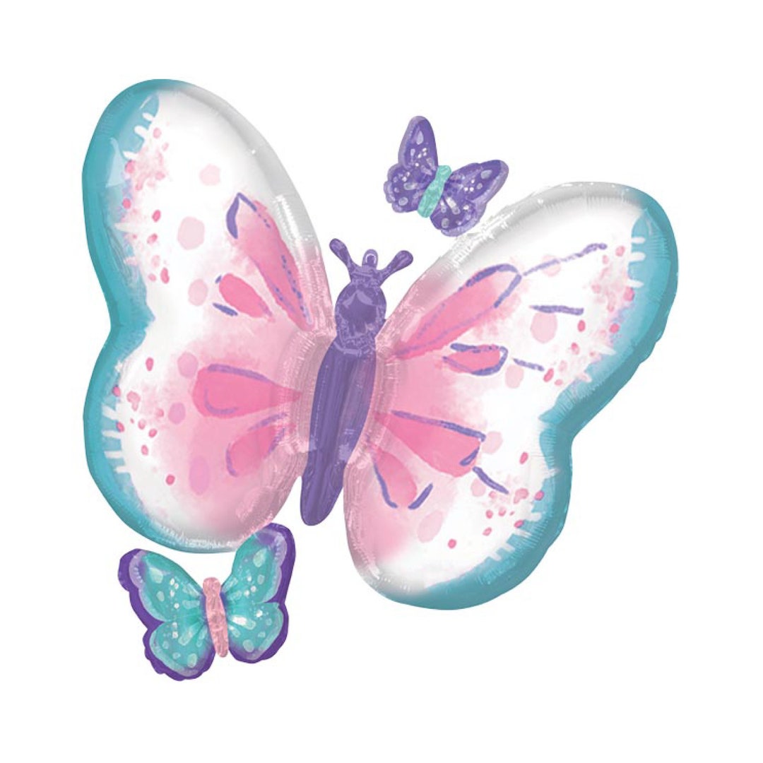 Flutter Butterfly Cluster Foil Balloon 29" | Butterfly Birthday ...