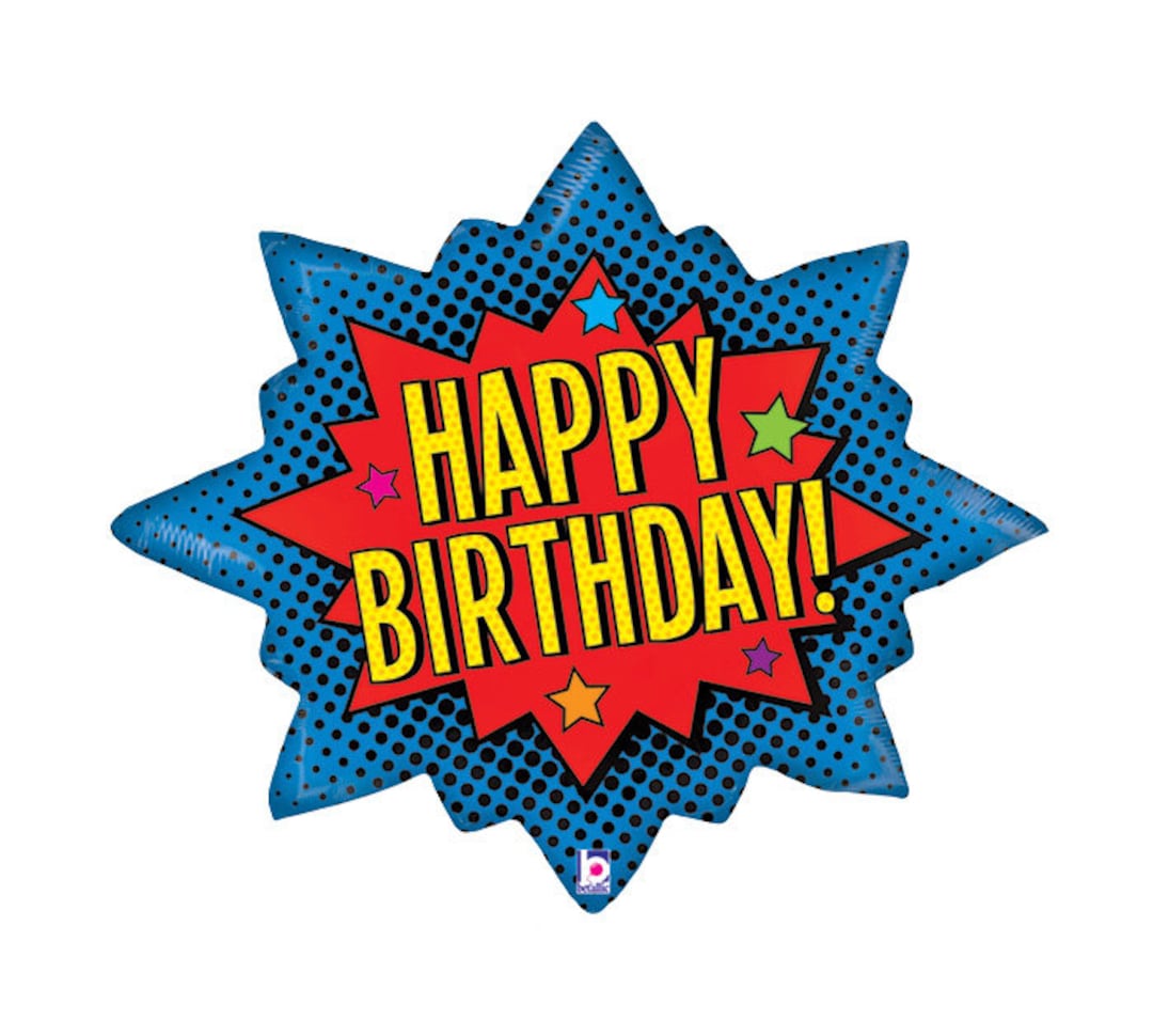 Happy Birthday Superhero Burst Balloon 29" | Superhero Party ...