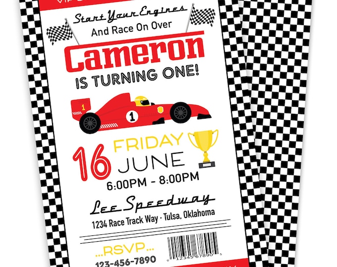 Race Car Birthday Invitation - Speedway Party (digital Invitation) - Etsy