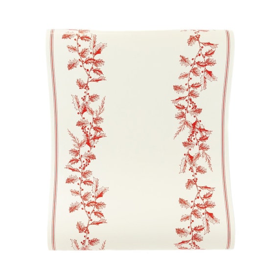 Cream & Red Holly Paper Table Runner | Christmas Tablescape | Kids ...