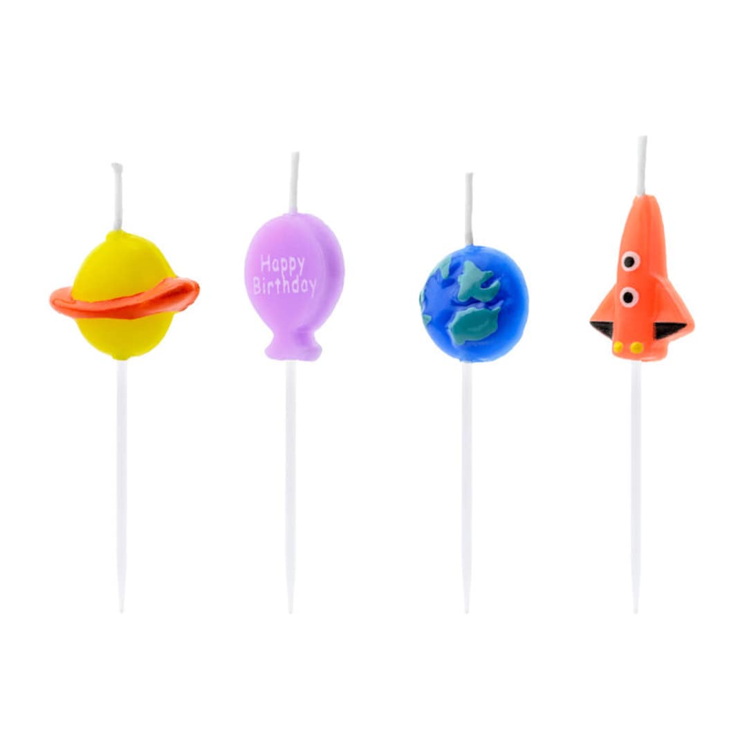 Space Birthday Candles 4ct | Blast off Birthday Party Decor | Outer ...
