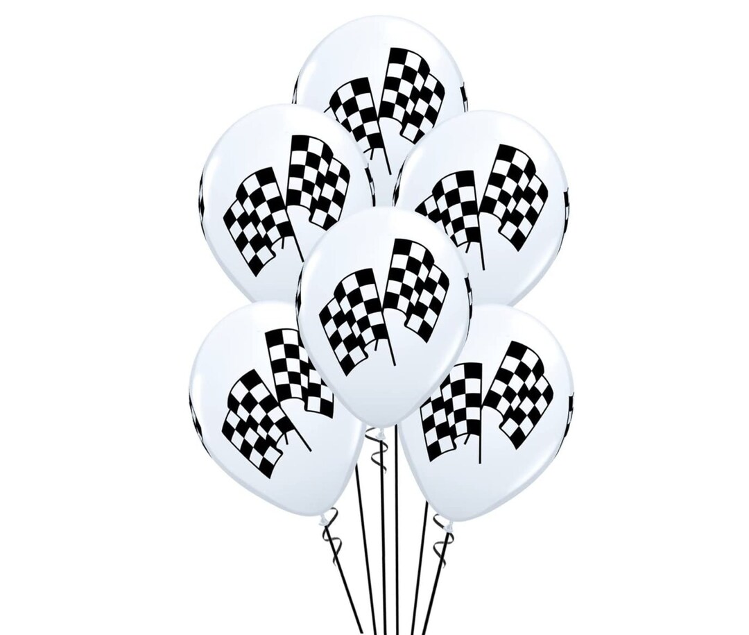 Checkered Racing Flags Latex Balloons 6ct | Checkered Flag | Two Fast ...