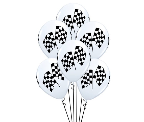 Checkered Racing Flags Latex Balloons 6ct | Checkered Flag | Two Fast ...