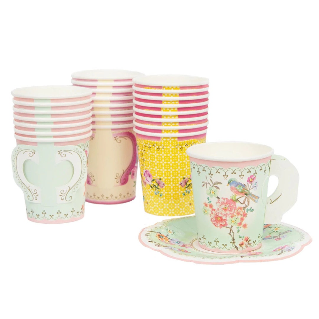 Vintage Floral Teacup & Saucer Set 24ct Tea for Two Birthday Bridal ...