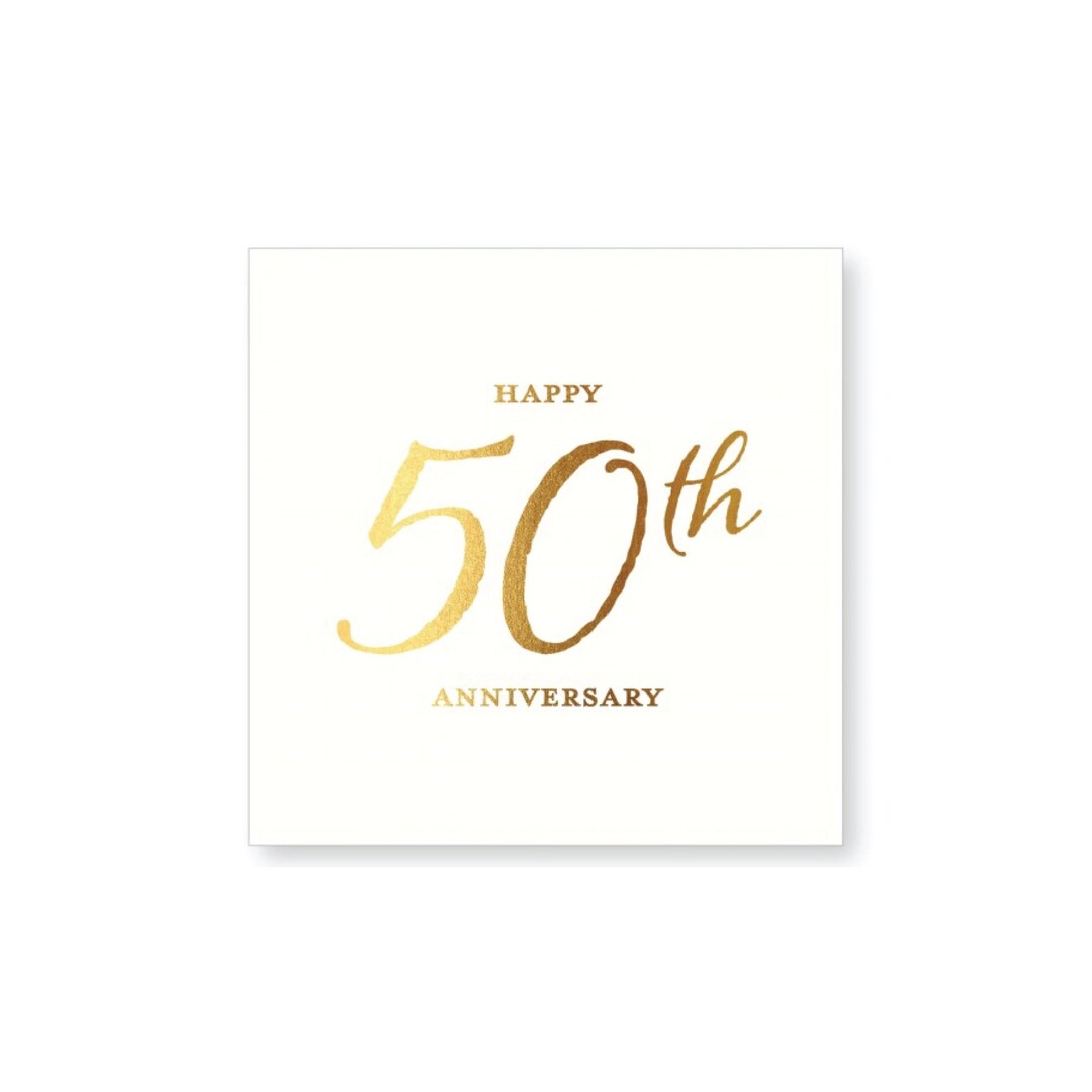 Happy 50th Anniversary Dessert Napkins 20ct | Golden Anniversary Gift ...