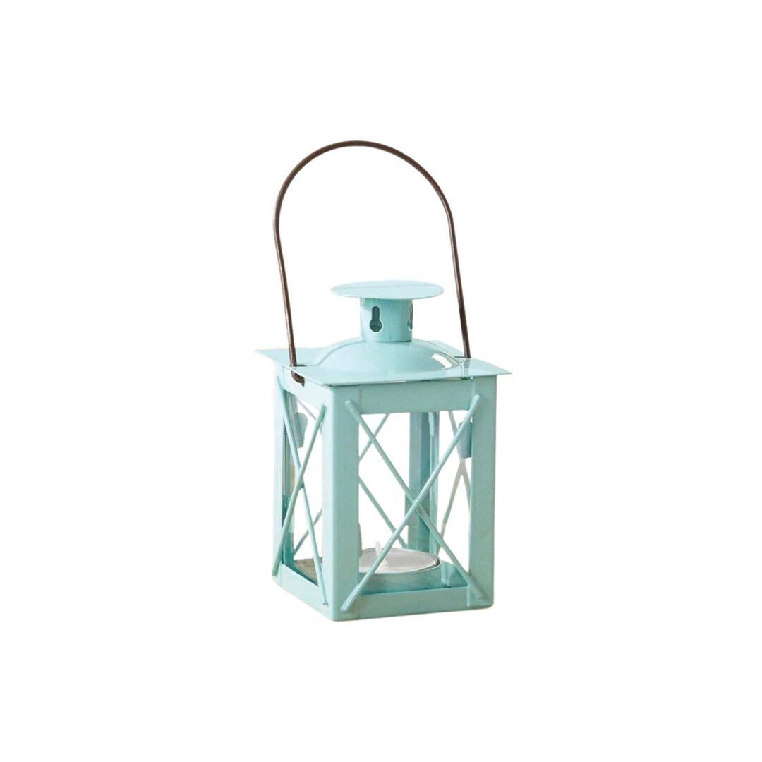 Mini Blue Metal Tea Light Candle Lantern 1ct Rustic Wedding Decor ...