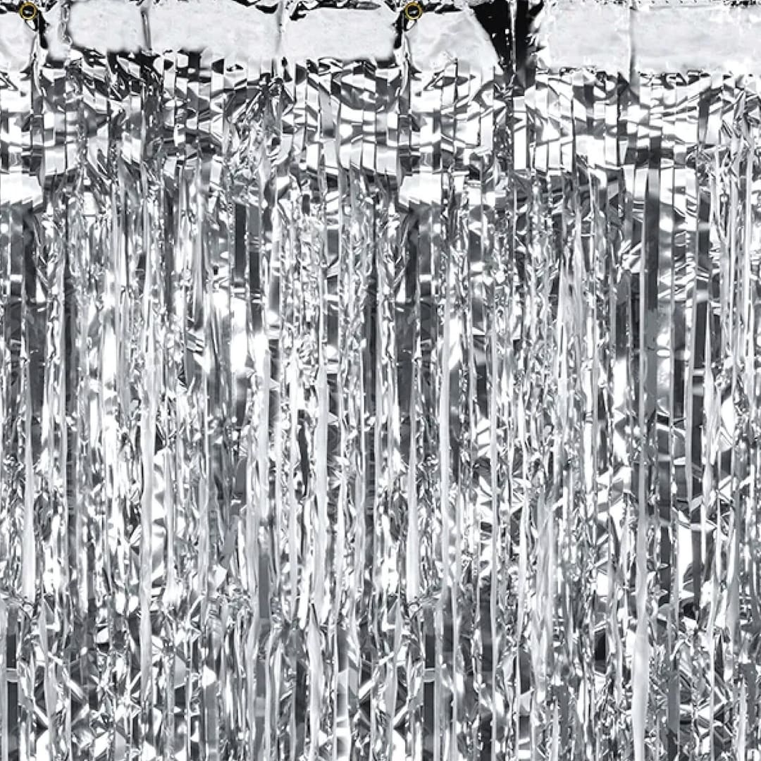 Silver Fringe Curtain Backdrop | Space Party Decor | New Year's Eve ...
