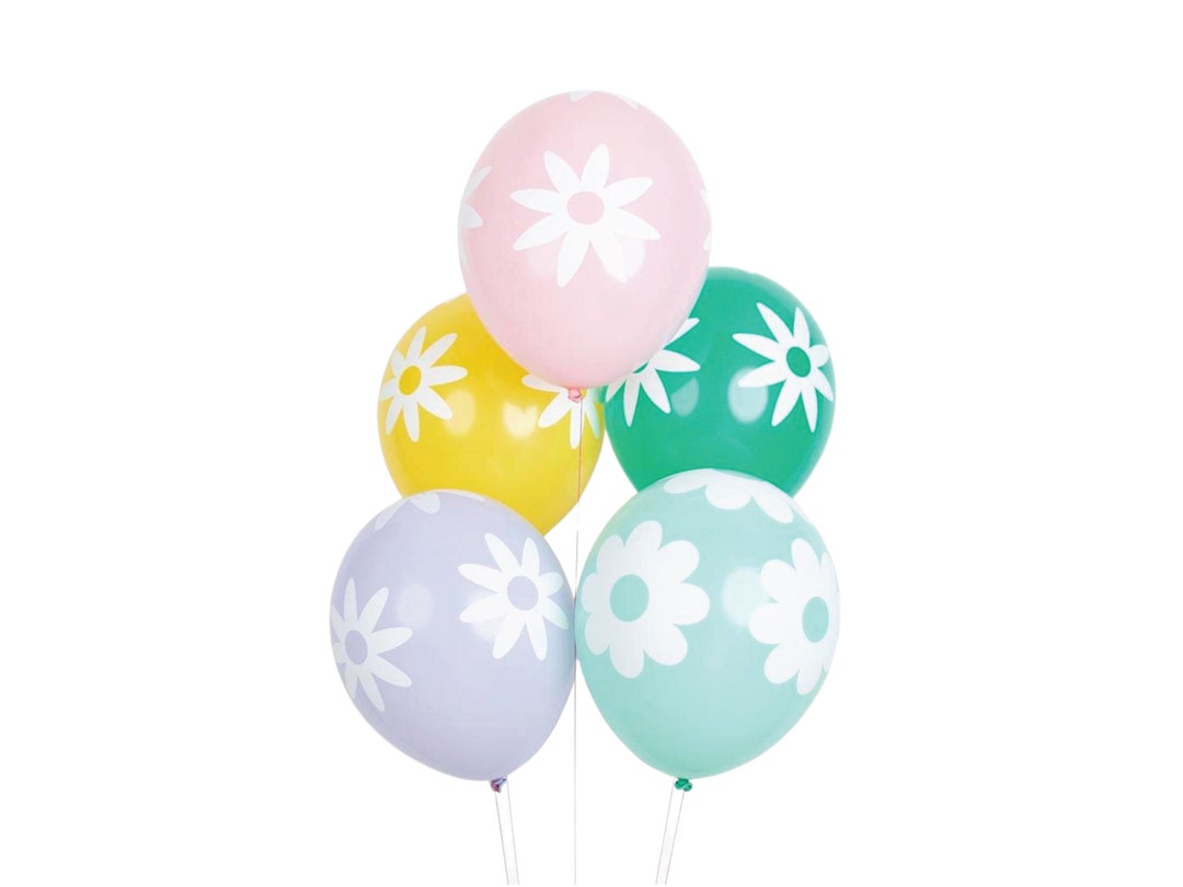 Spring Daisies Latex Balloons 5ct | Daisy First Birthday | Daisy Party ...