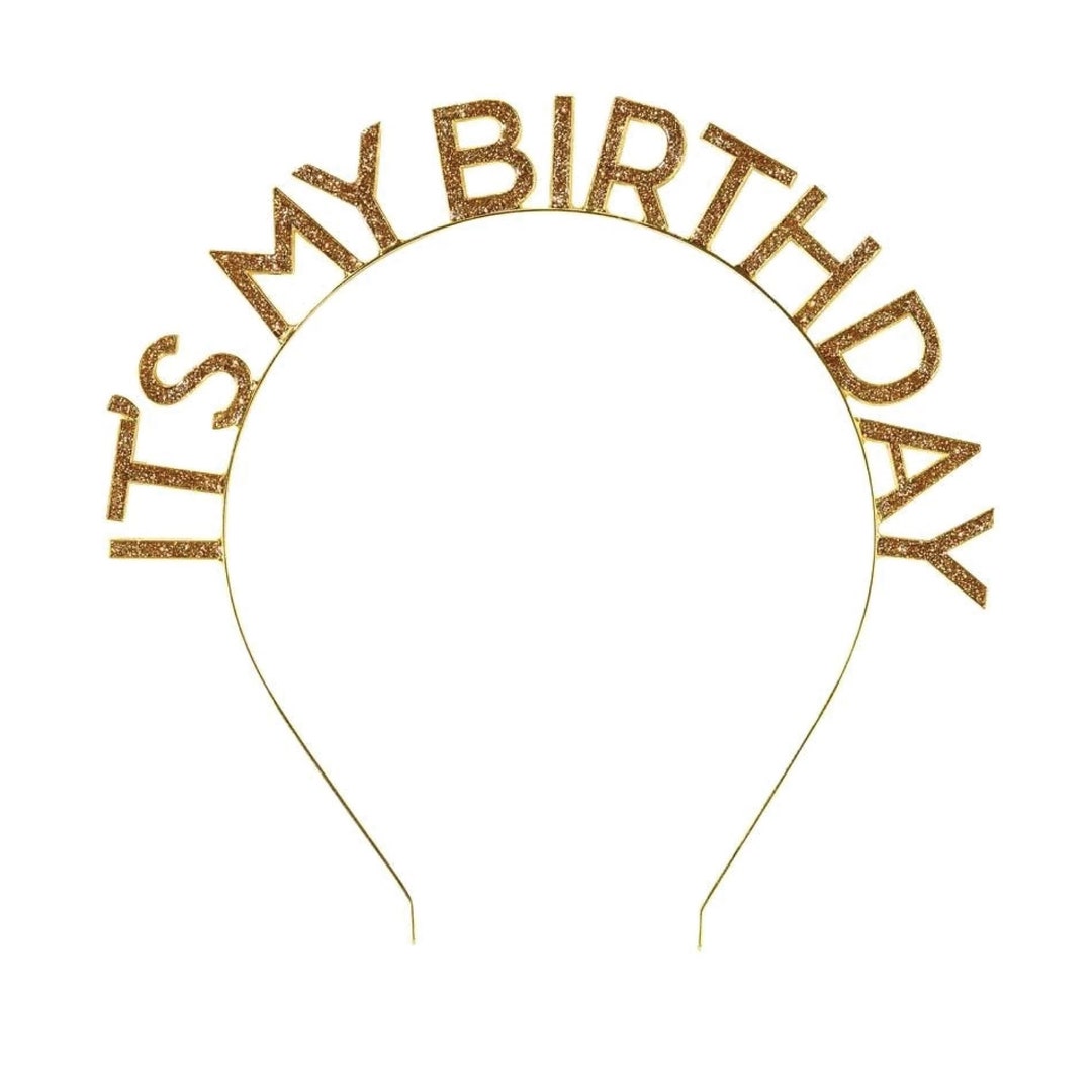 Gold Glitter It's My Birthday Headband Gold Birthday Party Crown Girls ...