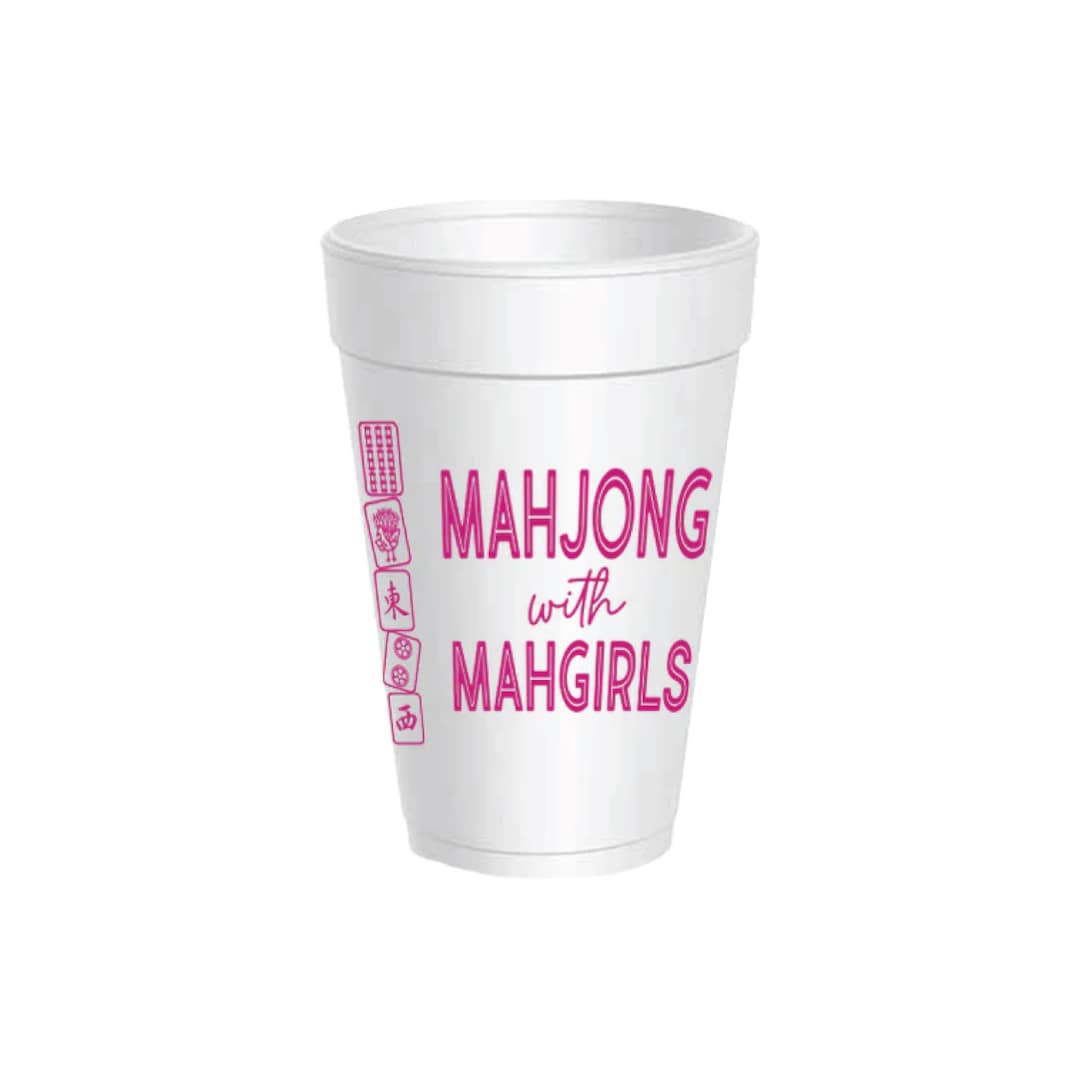 Mahjong With Mahgirls Styrofoam Cups & Lids 10ct | Mahjong Gifts ...