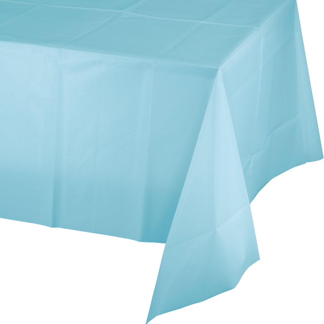 Pastel Light Blue Plastic Table Cover | Boys First Birthday | Bridal ...