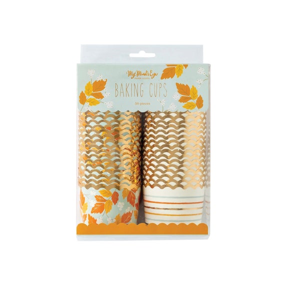 Golden Autumn Leaves Baking Cups 50ct | Thanksgiving Table Decor ...