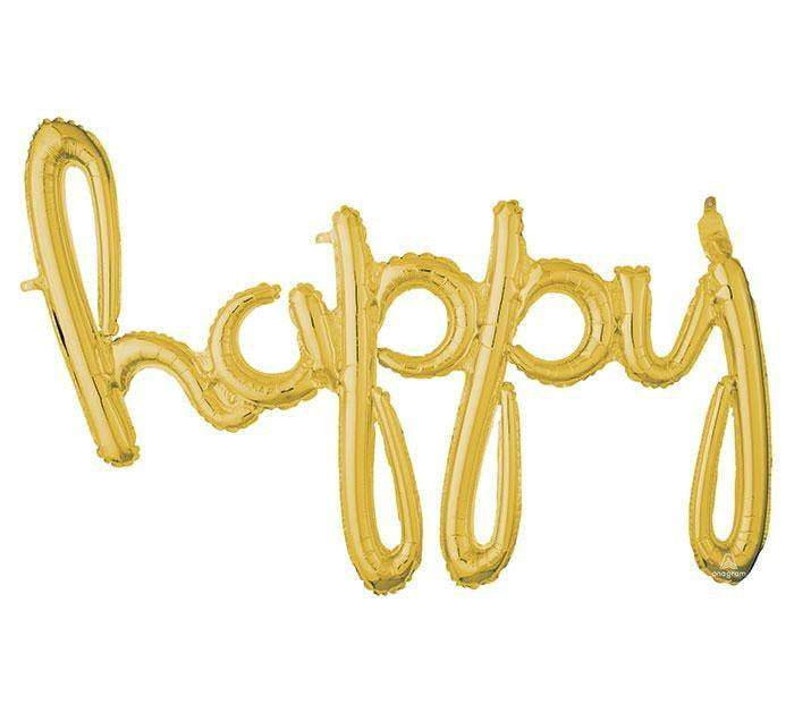 Gold Happy Cursive Letter Balloon 39 X 27 - Etsy