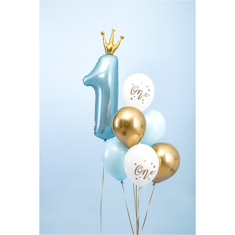 Light Blue & Gold 1st Birthday Balloon Bouquet 6ct Boy 1st | Etsy