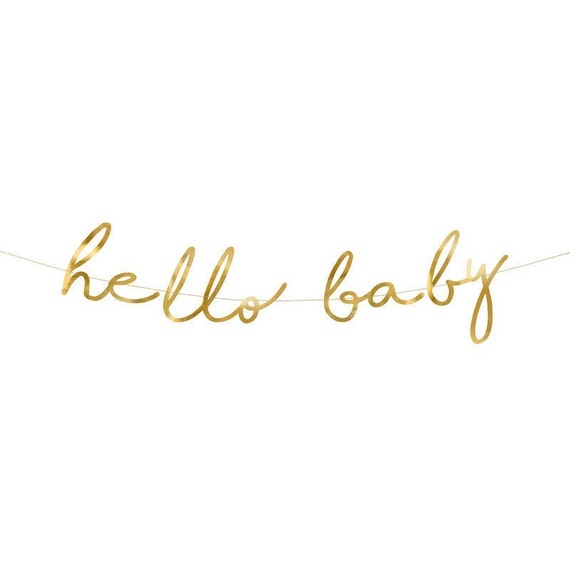 Gold Hello Baby Banner 2.3ft Gender Neutral Party Garland - Etsy