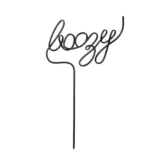 Black Boozy Plastic Word Straw | Girls Birthday Party Decor | Reusable ...