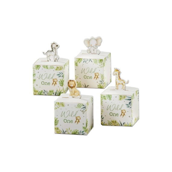 Safari Wild One Favor Boxes 24ct | Jungle Baby Shower Favor Bags ...