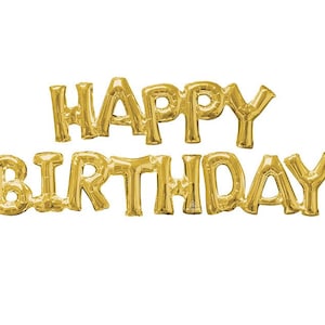Gold Happy Birthday Balloon Banner | Gold Party Decor | Milestone ...