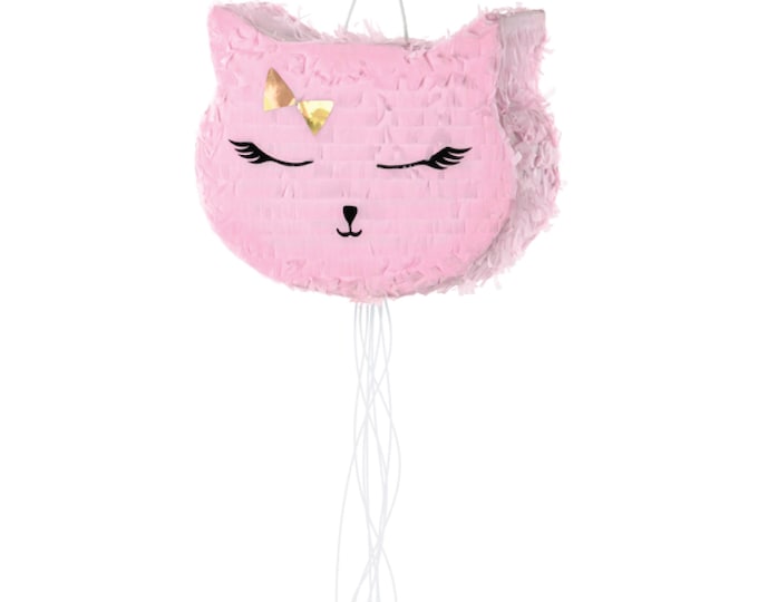 Pink Kitty Cat Pull Piñata | Kitten Birthday Party Decor | Kitty Cat ...