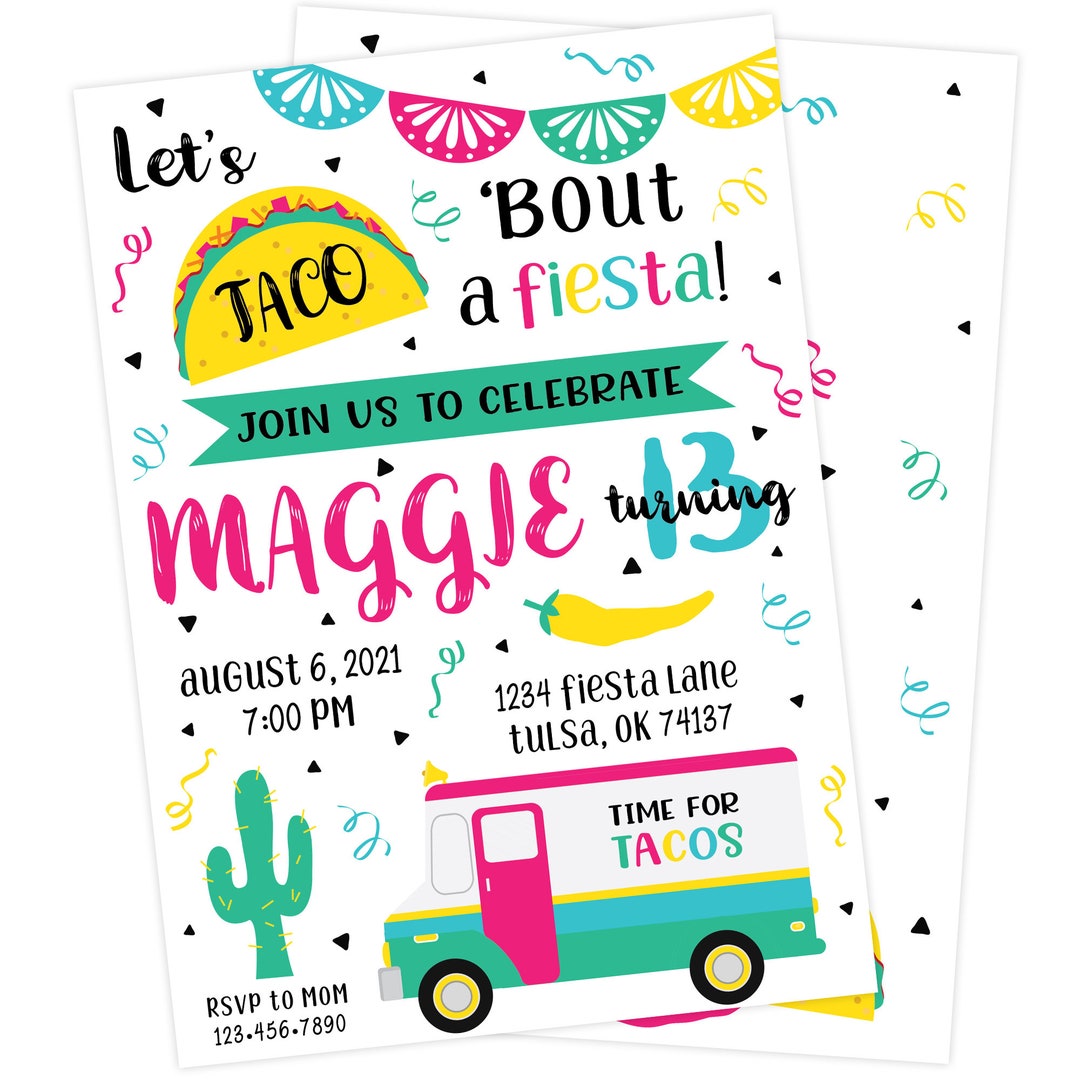 Printable Taco Fiesta Birthday Invitation – Taco Twosday(digital Invite ...