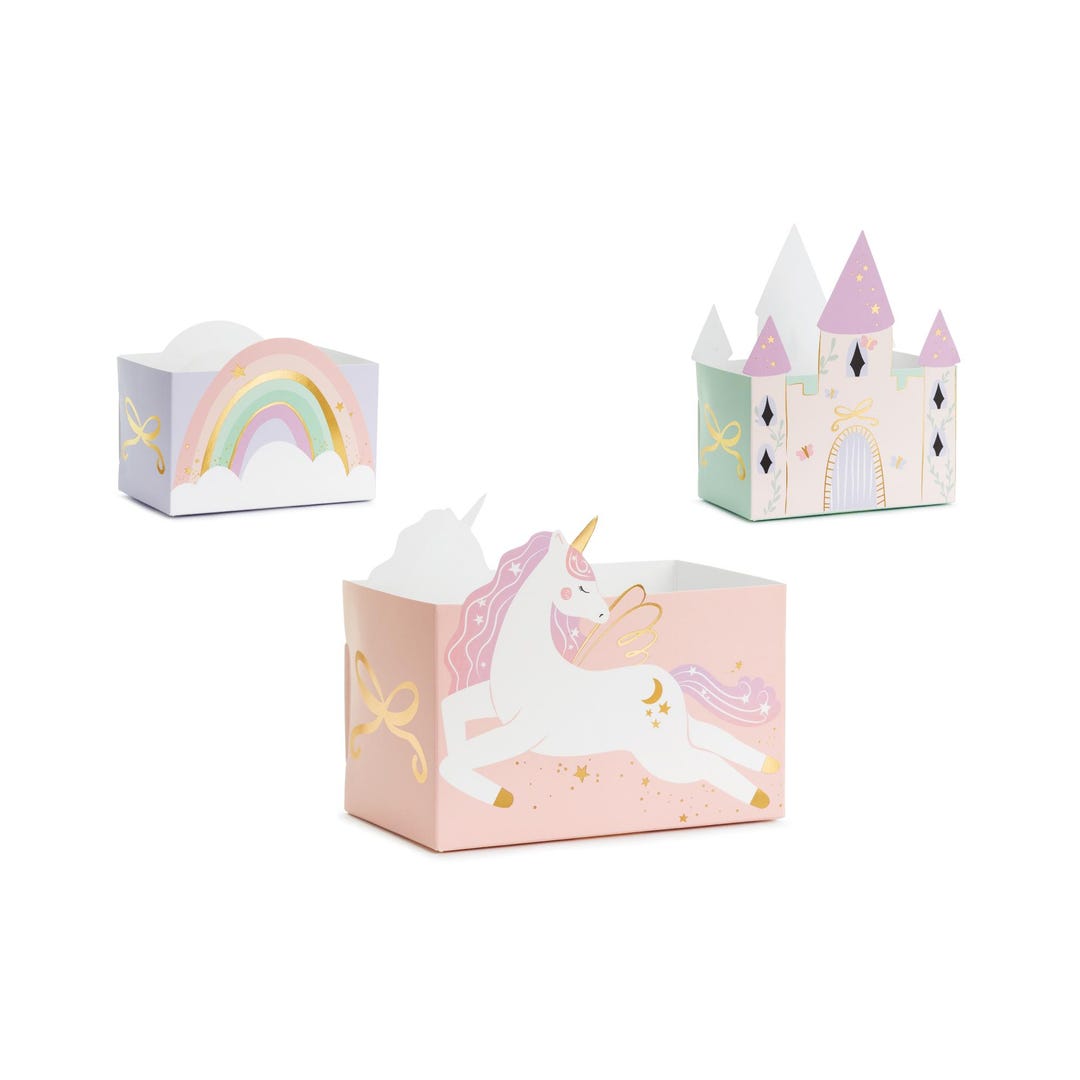 Magical Unicorn Castle & Rainbow Treat Boxes 6ct | Pastel Unicorn ...