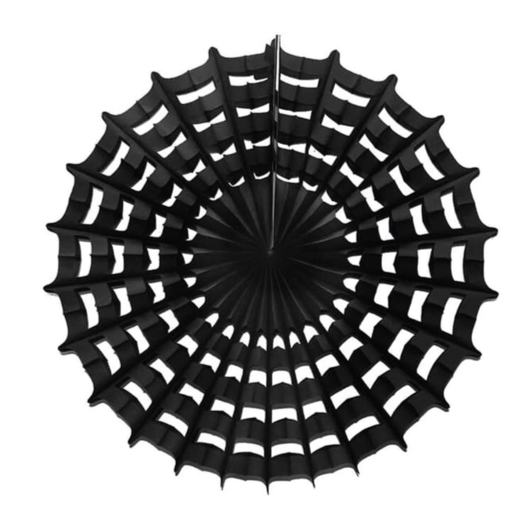 Black Spiderweb Tissue Paper Fan 27in | Black Paper Fans | New Year Eve ...