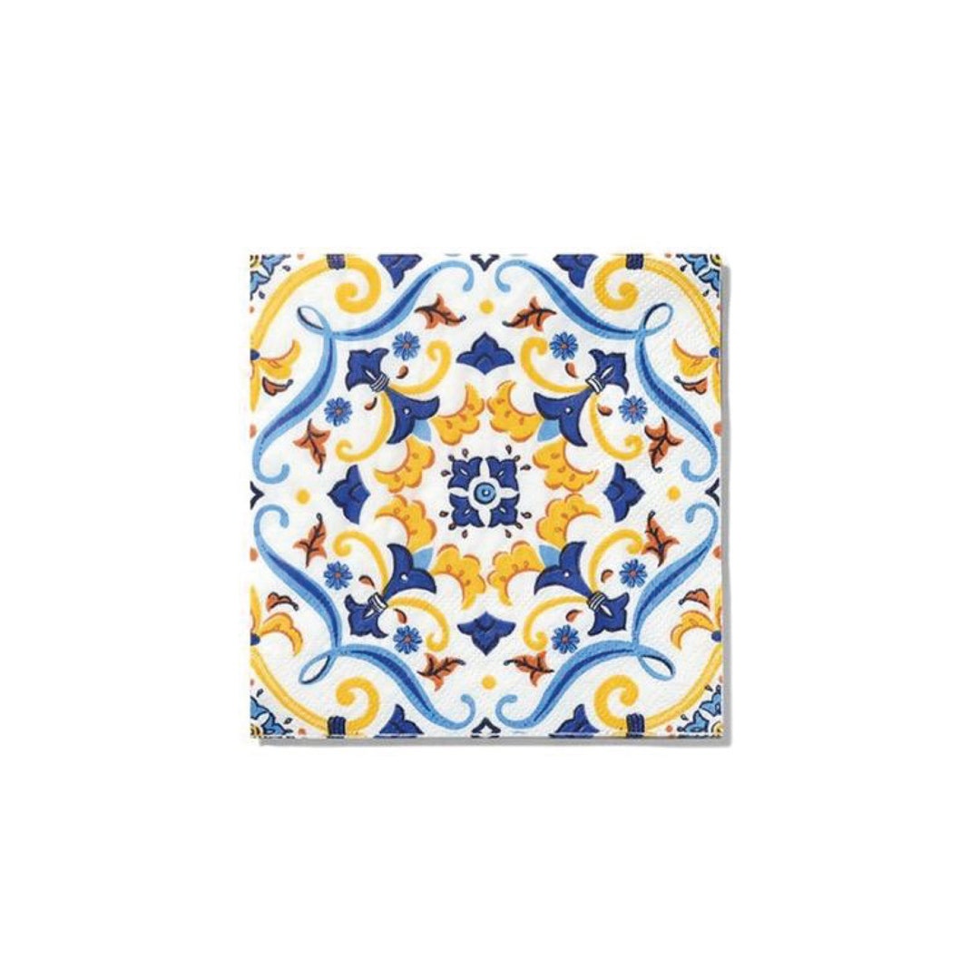 SALE | Spanish Yellow & Blue Cocktail Napkins 25ct | Mediterranean ...