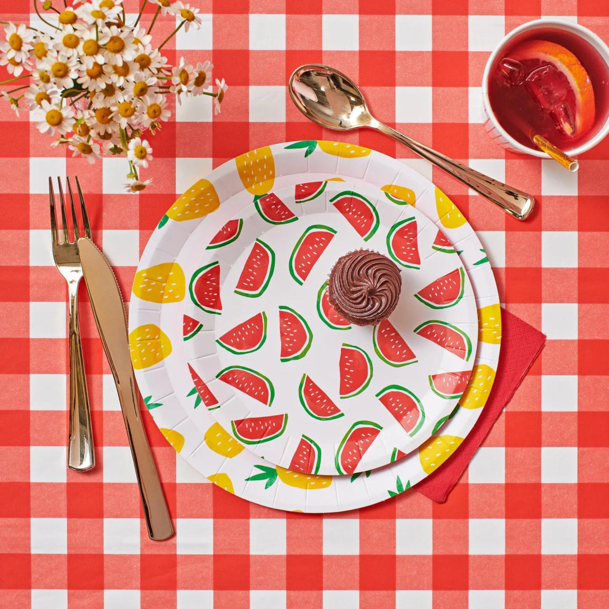 Red Gingham Paper Table Cover 8.5x4.5ft – Picnic, BBQ, or Summer Party ...