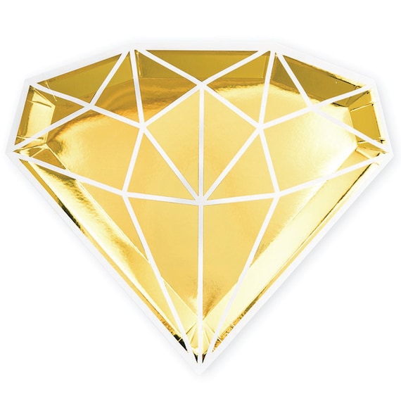 Gold Diamond Lunch Plates 8ct | Bachelorette Party | Bridal Shower ...