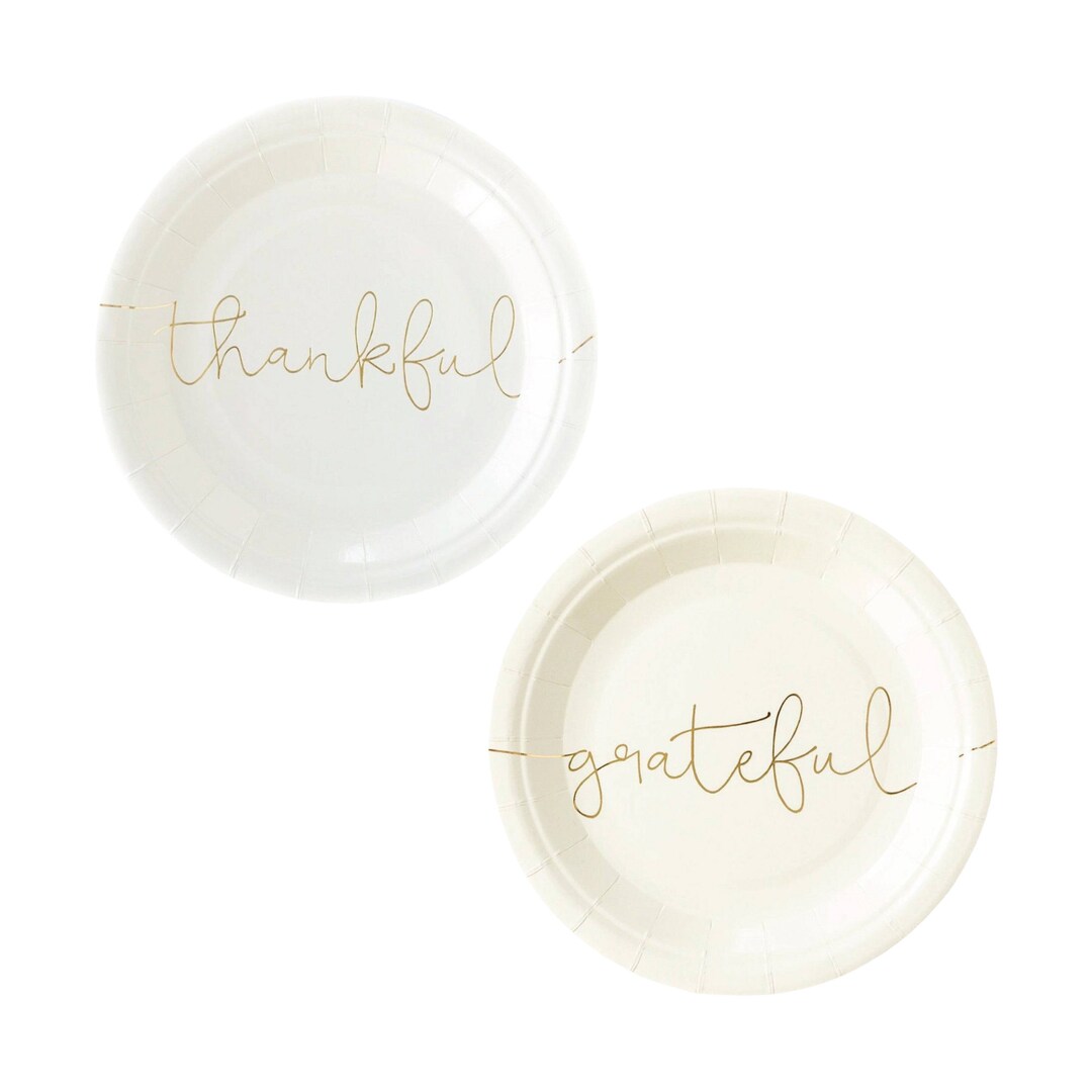 Harvest Thankful & Grateful Dessert Plates 8ct | Thanksgiving Paper ...