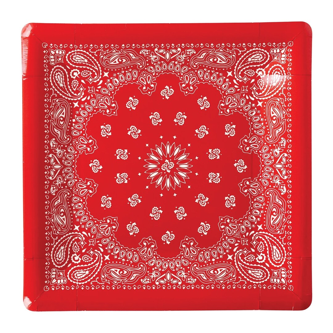 Red Bandana Paper Lunch Plates (8ct) – Western Party or Cowboy Birthday ...