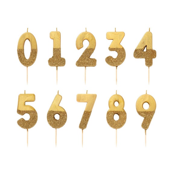 Gold Glitter Dipped Number Birthday Candle Milestone Birthday New