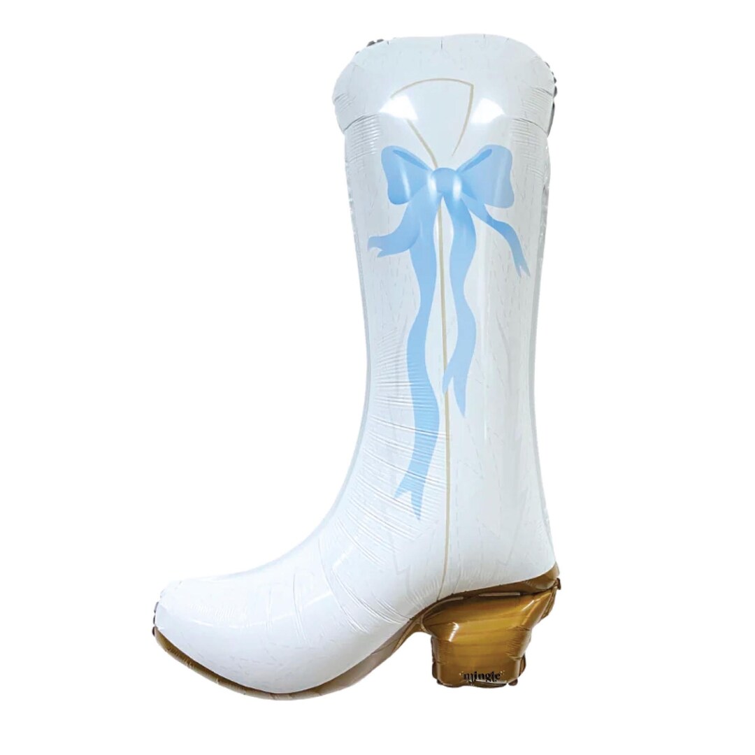 White Coquette Cowgirl Boot Foil Balloon 31in | Wedding Balloon ...