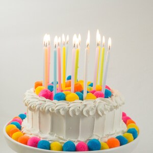 Tall Pastel Rainbow Glitter Birthday Candles 16ct | Birthday Party Cake ...