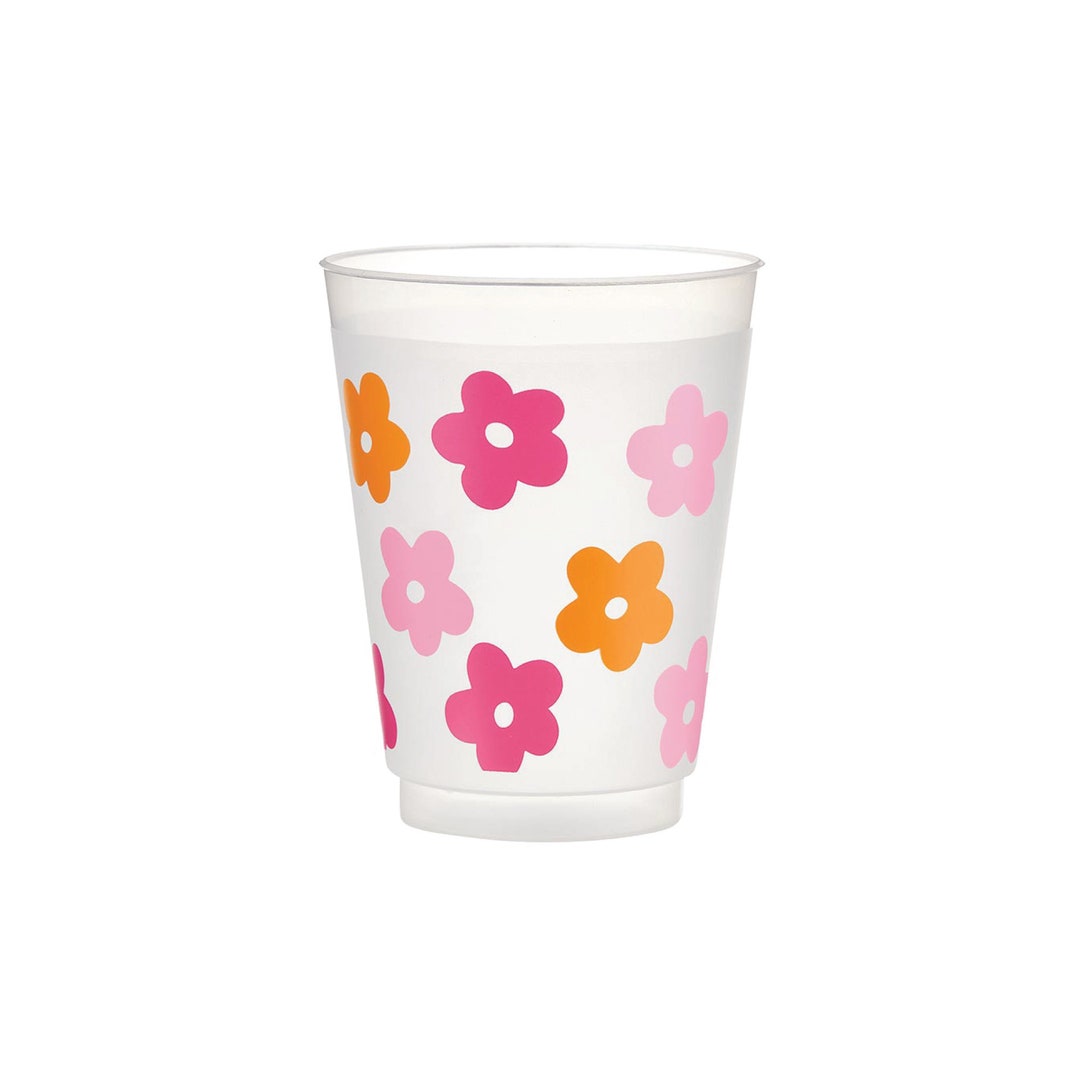 Pink & Orange Daisy Plastic Cups 8ct Daisy Birthday Daisy Party Decor ...