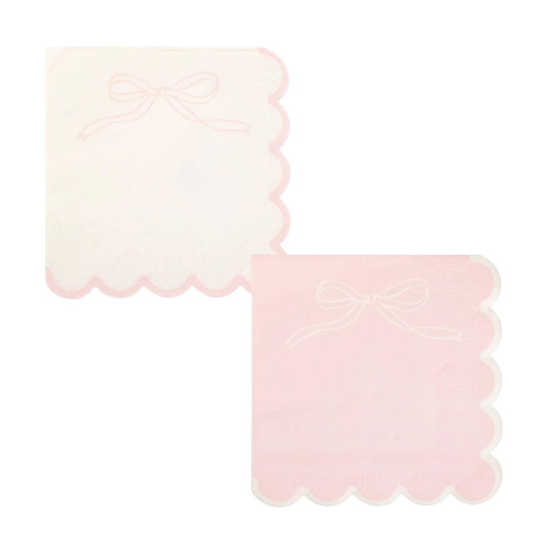 Round Pink Bows Paper Lunch Plates – Scalloped Bow Plates, Baby Shower ...