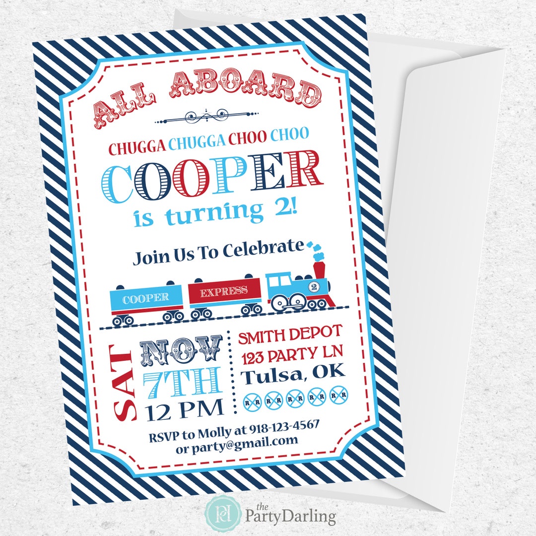 Train Birthday Invitation - All Aboard Party (digital Download) - Etsy