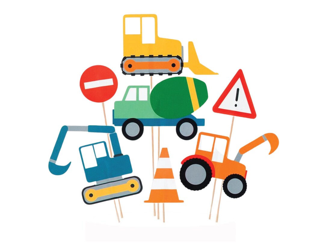 Construction Site Cake Toppers 8ct | Digging Being 3 Construction ...