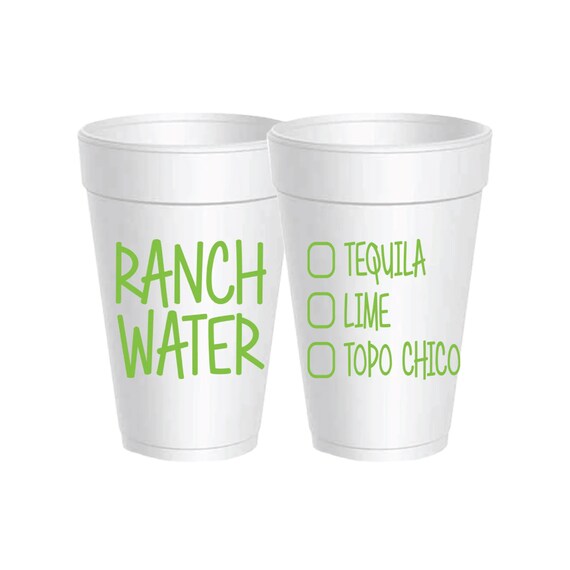 Ranch Water Styrofoam Cups w/ Lids 10ct | Fiesta Bridal Shower | Final ...